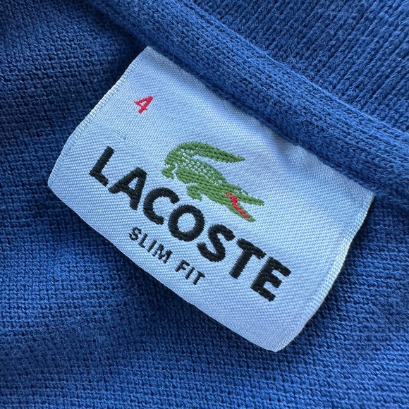 Lacoste | Shirts | Lacoste Mens Blue All Cotton Pique Slim Fit Knit ...